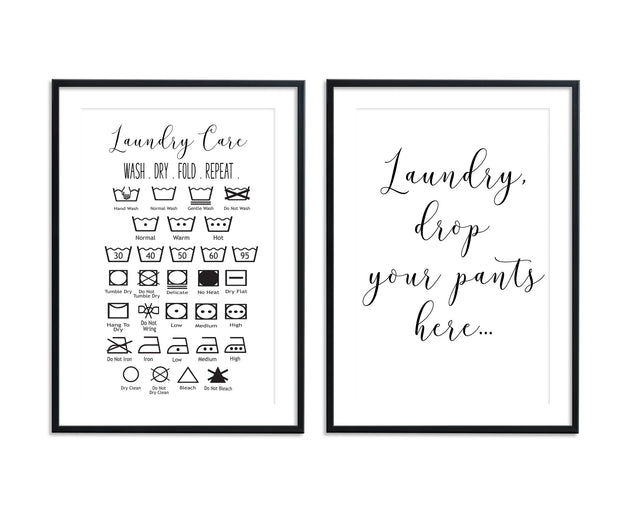 Laundry Care And Drop Your Pants Set Of 2 Prints Dluxe Prints