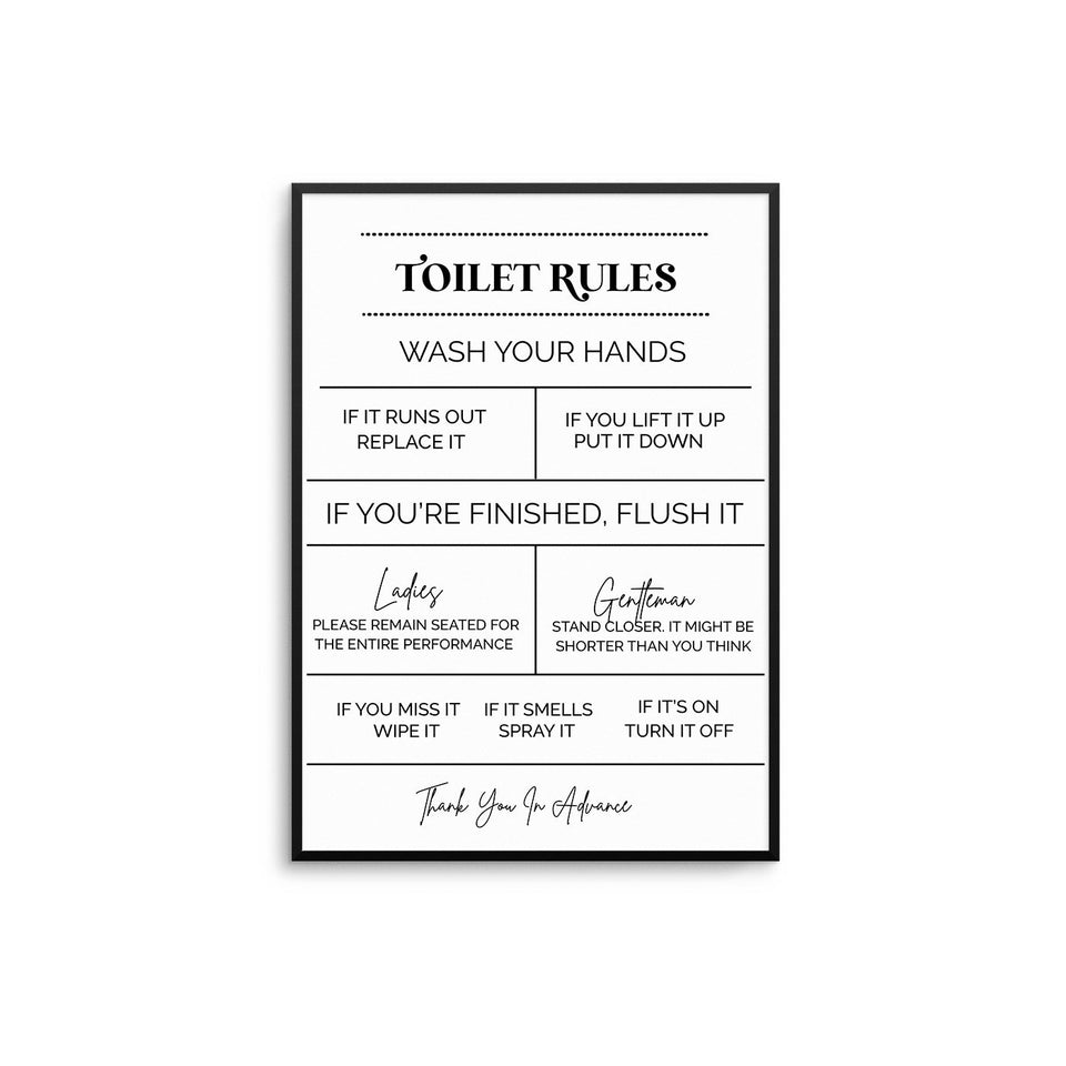 Toilet Rules Print – D'Luxe Prints